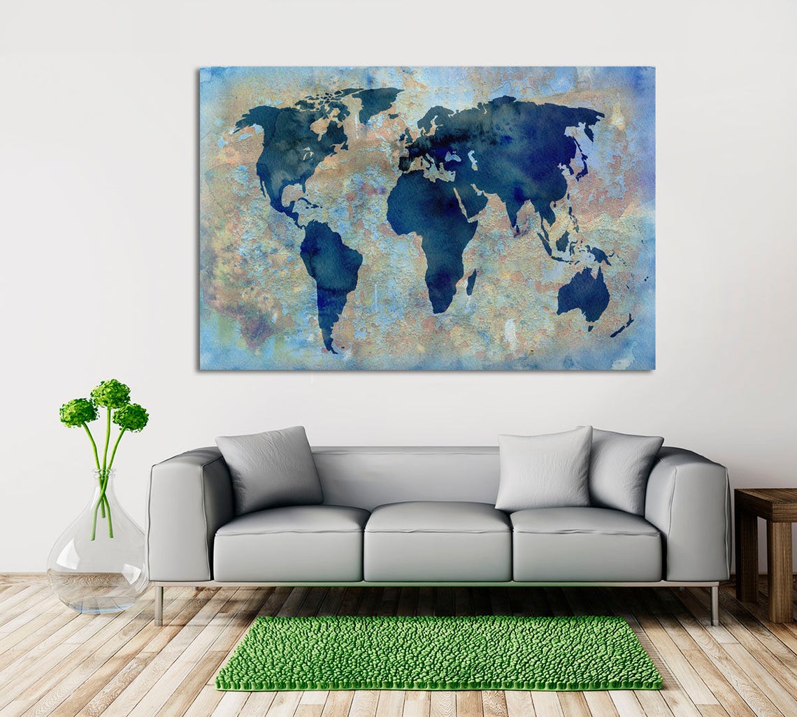 World Map Canvas Print World Map Canvas World Map Large - Etsy