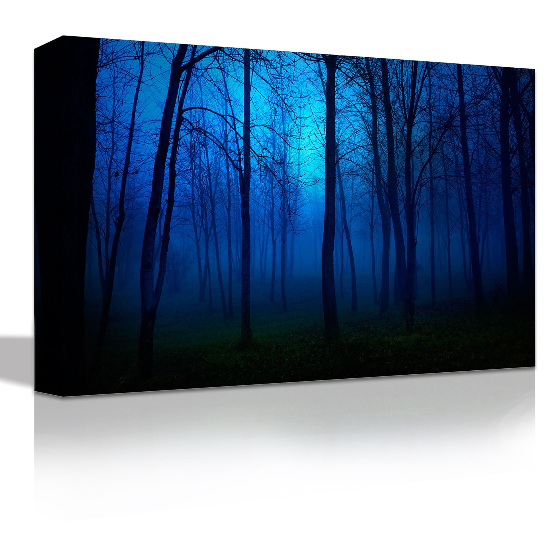 Deep Dark Blue Forest Trees Beautiful Blue Forest Canvas - Etsy