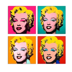 4 Panel (quad) Famous Marilyn Monroe Andy Warhol Canvas Print, for ...