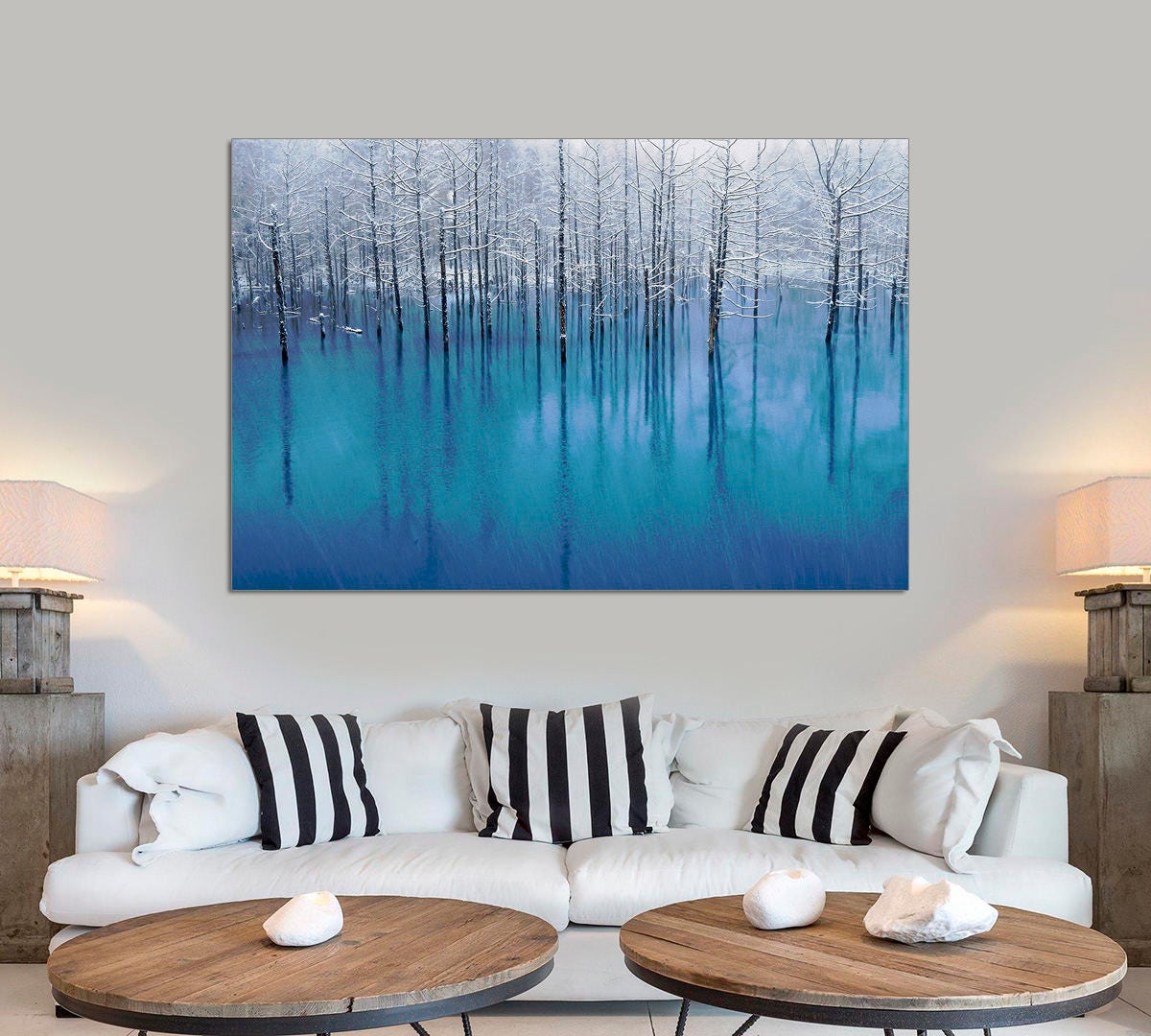 Winter trees reflections on the Water Canvas Print Winter | Etsy