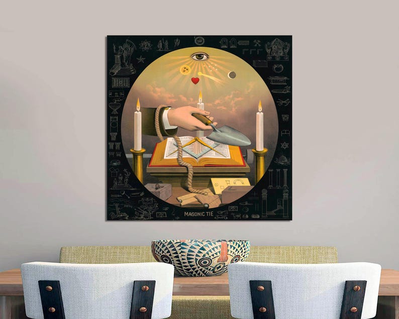 Vintage Masonic Art Canvas Print – Freemason Symbolism, Ready to Hang ...