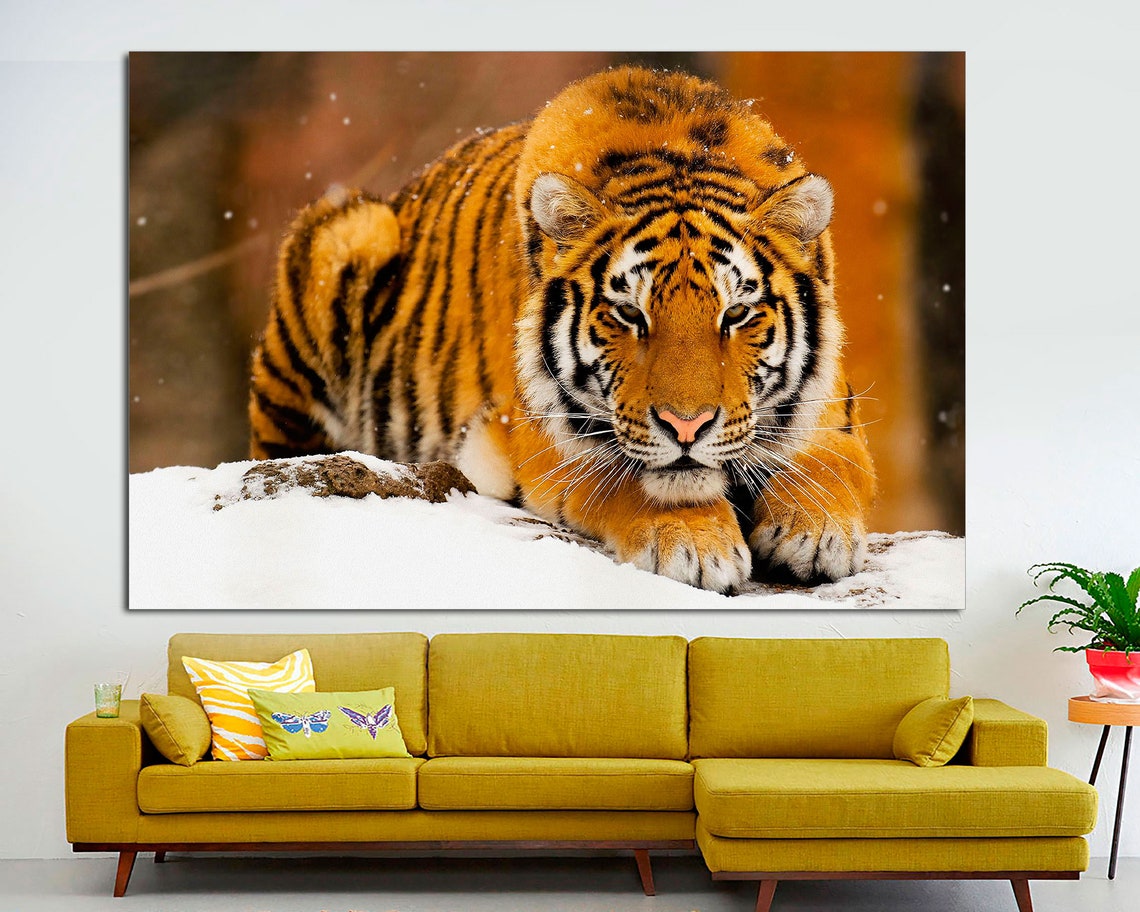 Tiger Print Wall Art Print Prints on Canvas the Face of a - Etsy