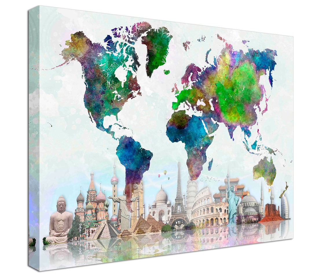 World Map Canvas Print World Map Canvas World Map Large - Etsy