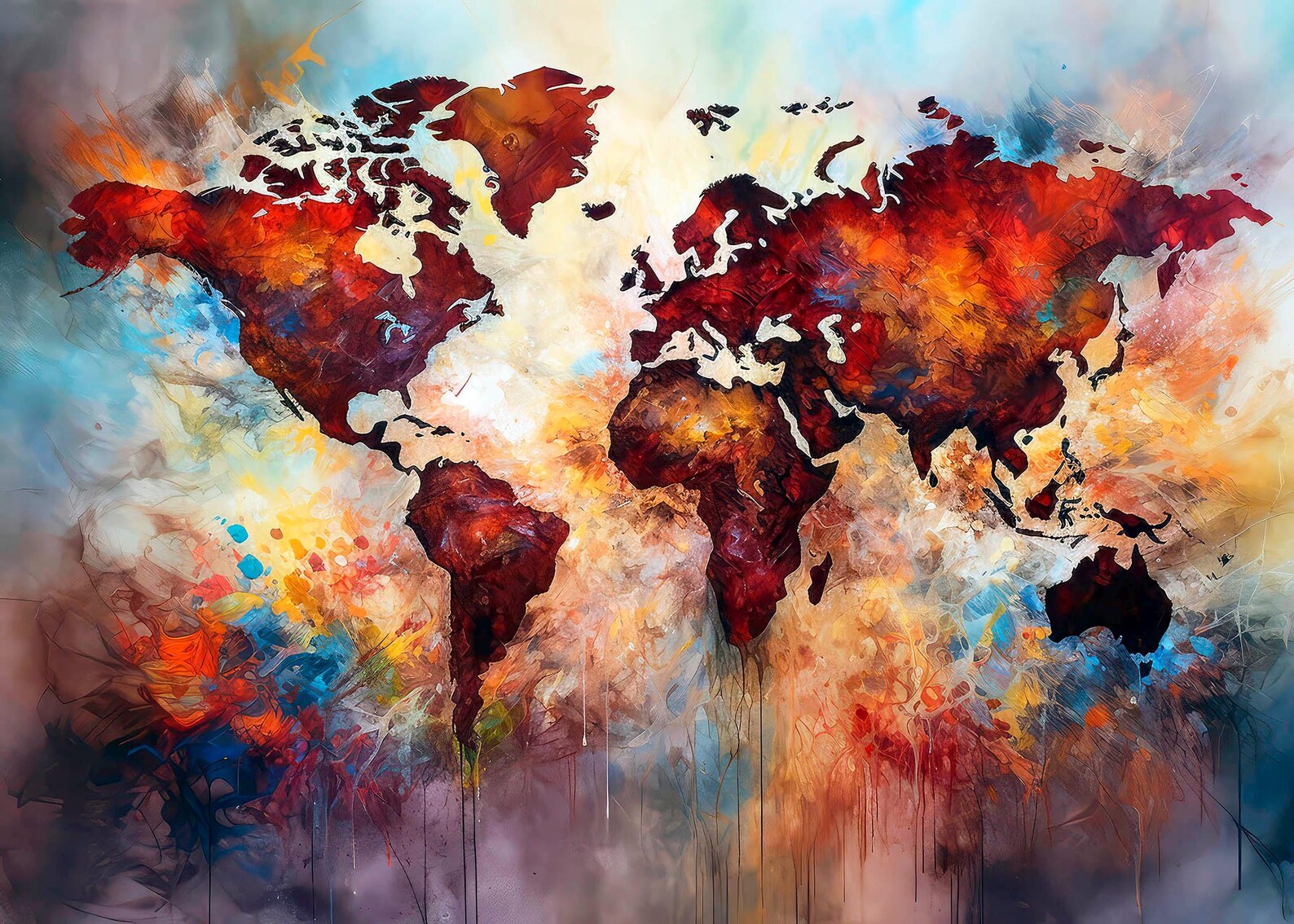 Abstract World Map Canvas Print, Ready to Hang - Etsy