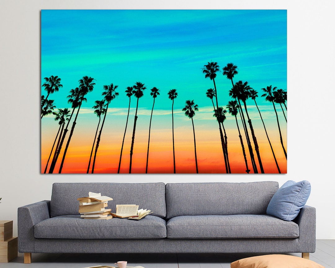 California Beach Palm Trees Wall Art, Ready to Hang Wall Decor, Palm ...