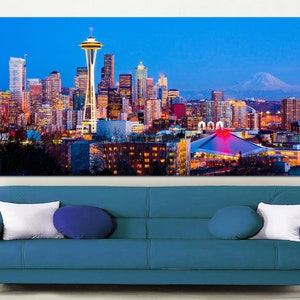 Seattle Skyline Panorama at Sunset as Seen From Kerry Park, Seattle, Wa ...