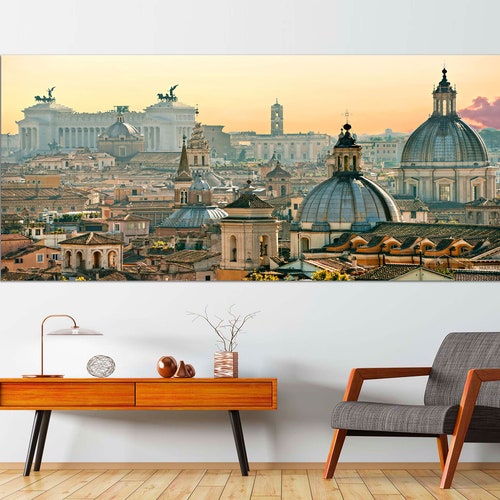 Panoramic Rome Cityscape Canvas Wall Art Italian City Rome - Etsy