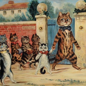 The Good Puss by Louis Wain Cats First School Day, Cat Canvas Print ...