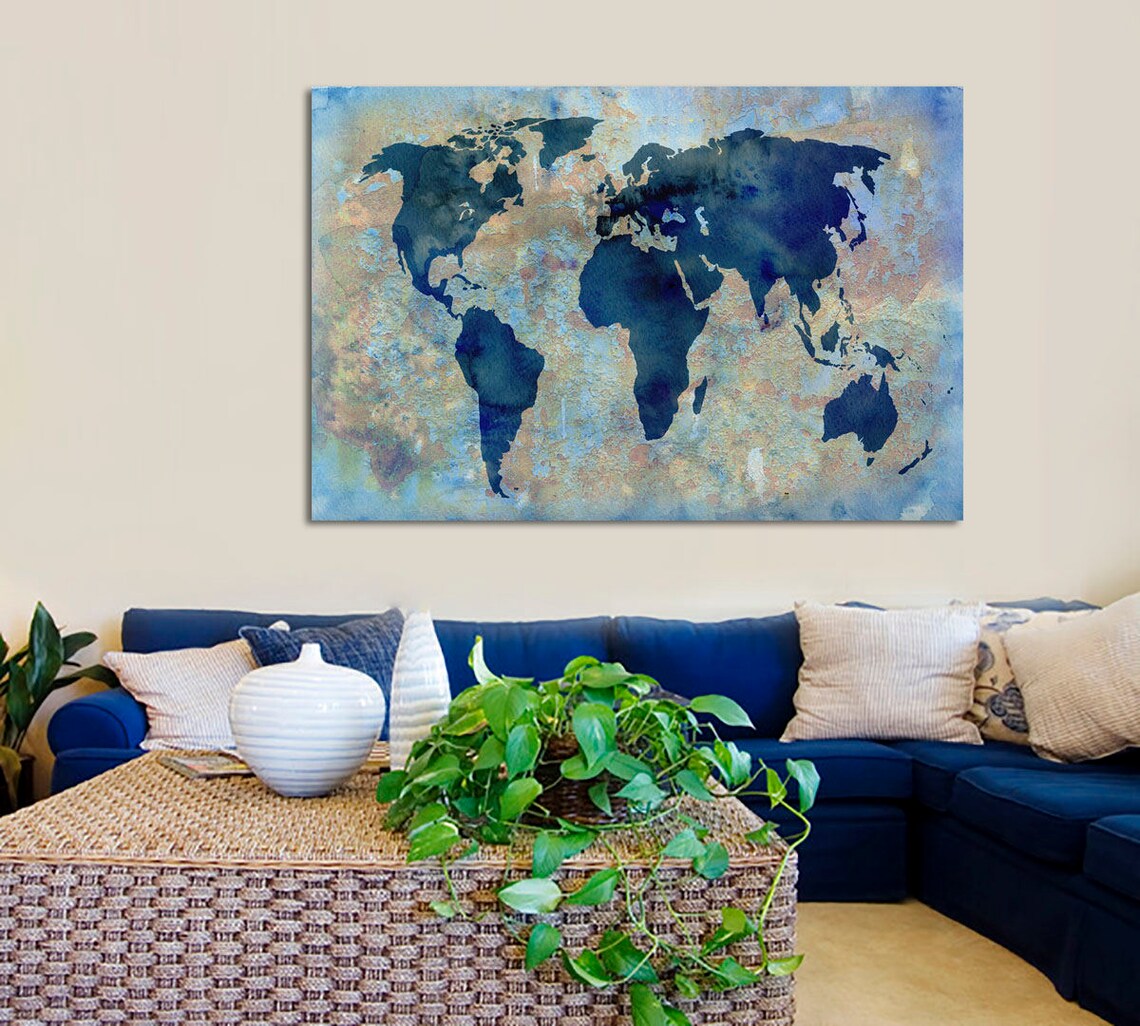 World Map Canvas Print World Map Canvas World Map Large - Etsy