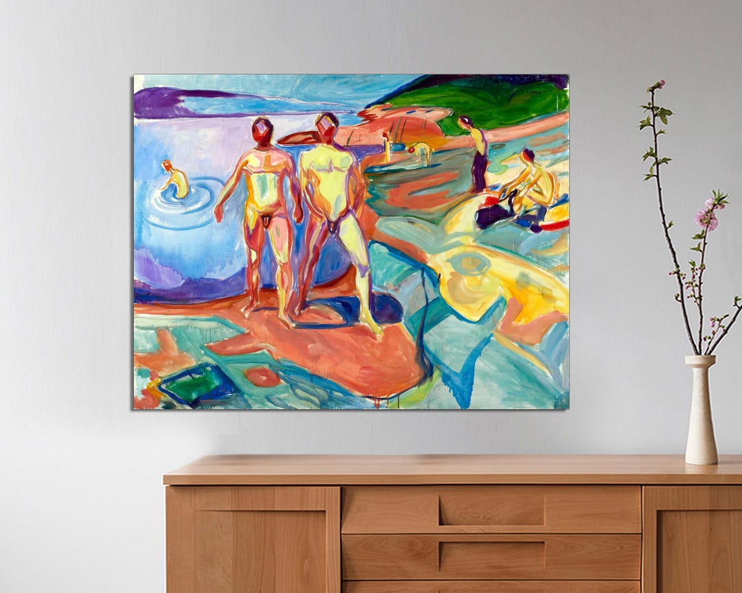 Edvard Munch Print, Bathing Men Print, Munch Paintings, Colorful ...