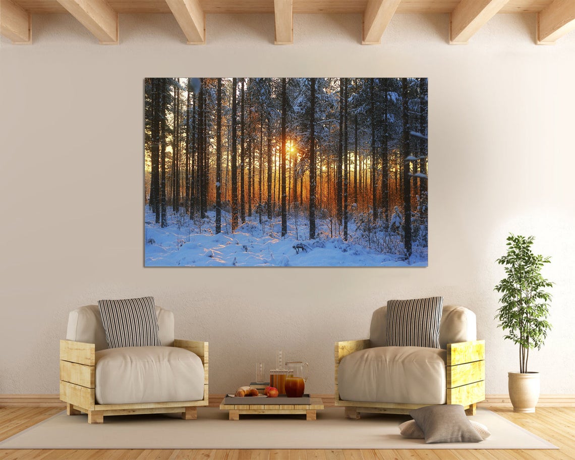 Winter Snow Sunset Forest Canvas Print, Wall Decor - Etsy