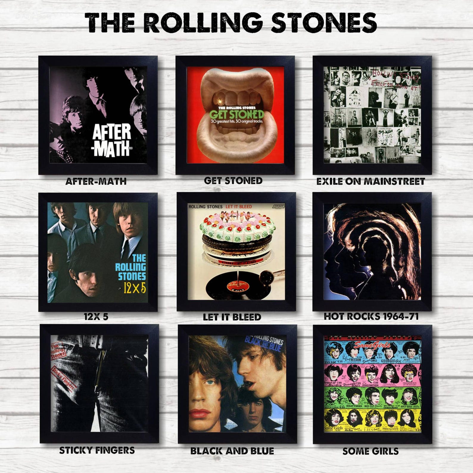 THE ROLLING STONES Real Vinyl Record Covers Framed - Etsy UK