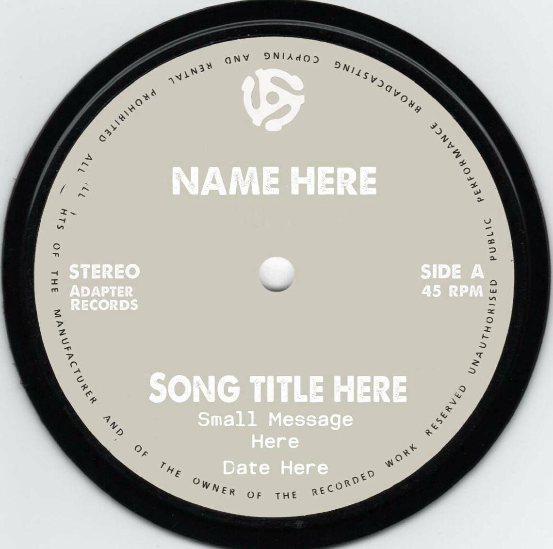 Real Vinyl Record Personalised Label 45rpm | Music Lover - Etsy UK