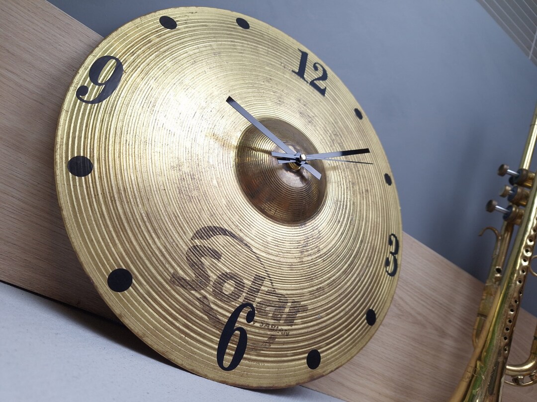 16" Inch Drum Cymbal Wall Clock, Copper, Vintage, Industrial, Steam ...