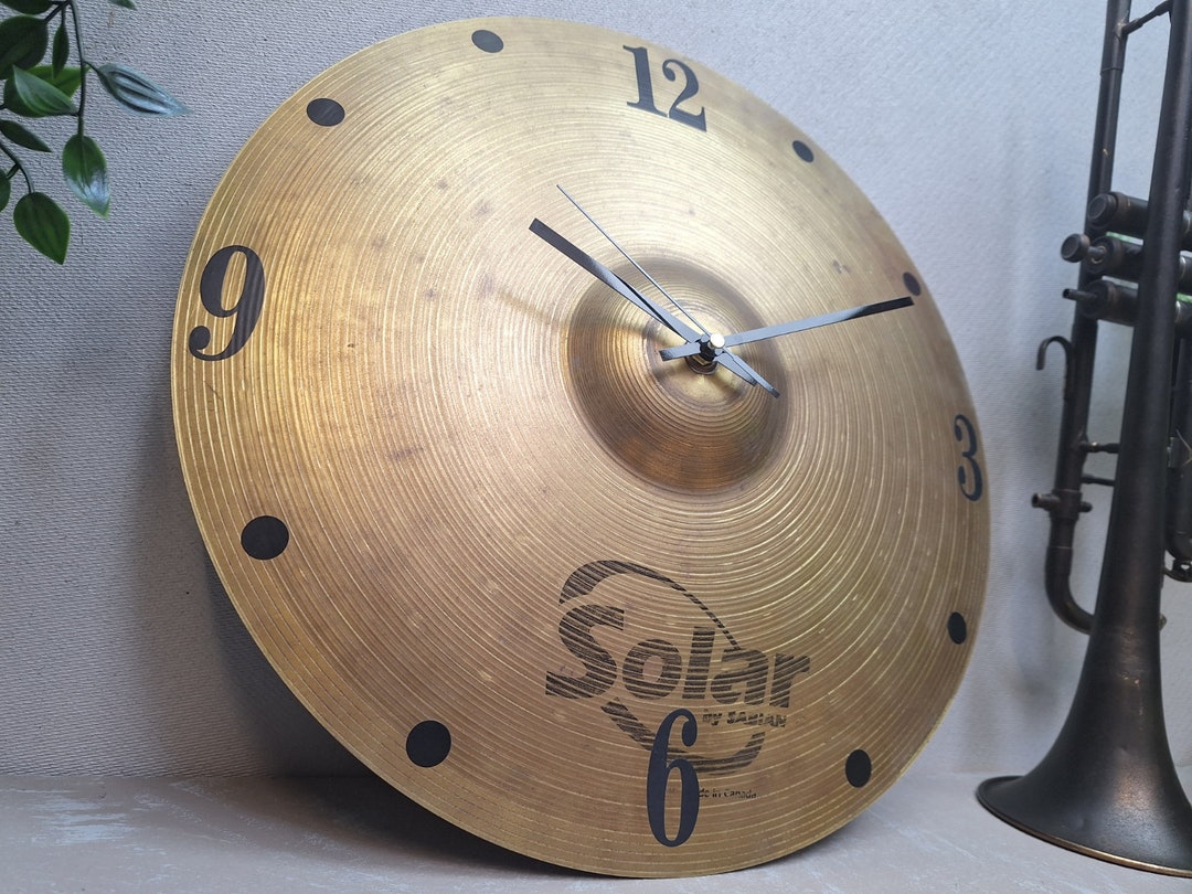 Drum Cymbal Wall Clock, 16" Inch Copper, Vintage, Industrial, Steam ...