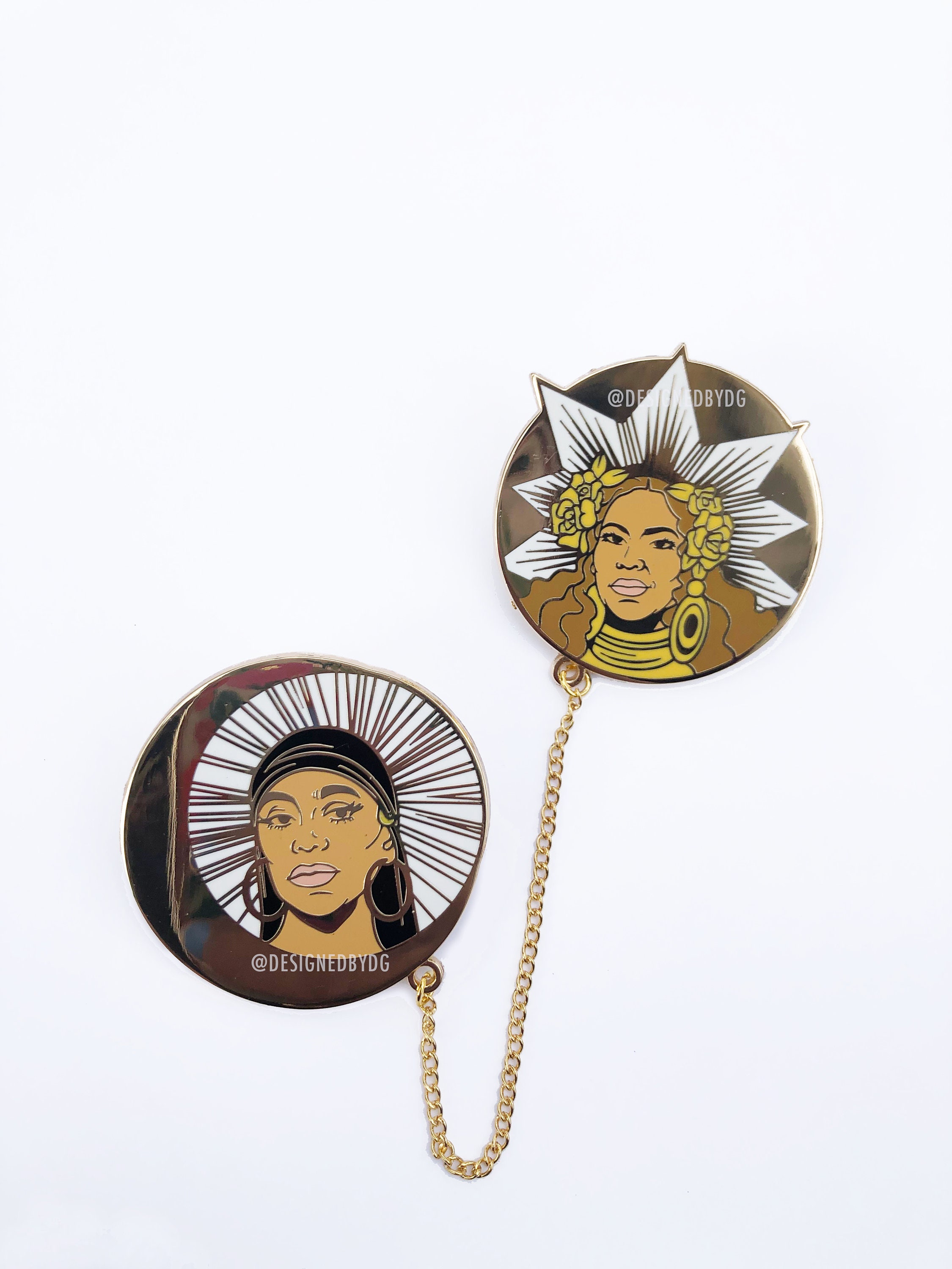 Sun Moon Enamel Pin Set Beyonce Solange Oshun Goddess - Etsy