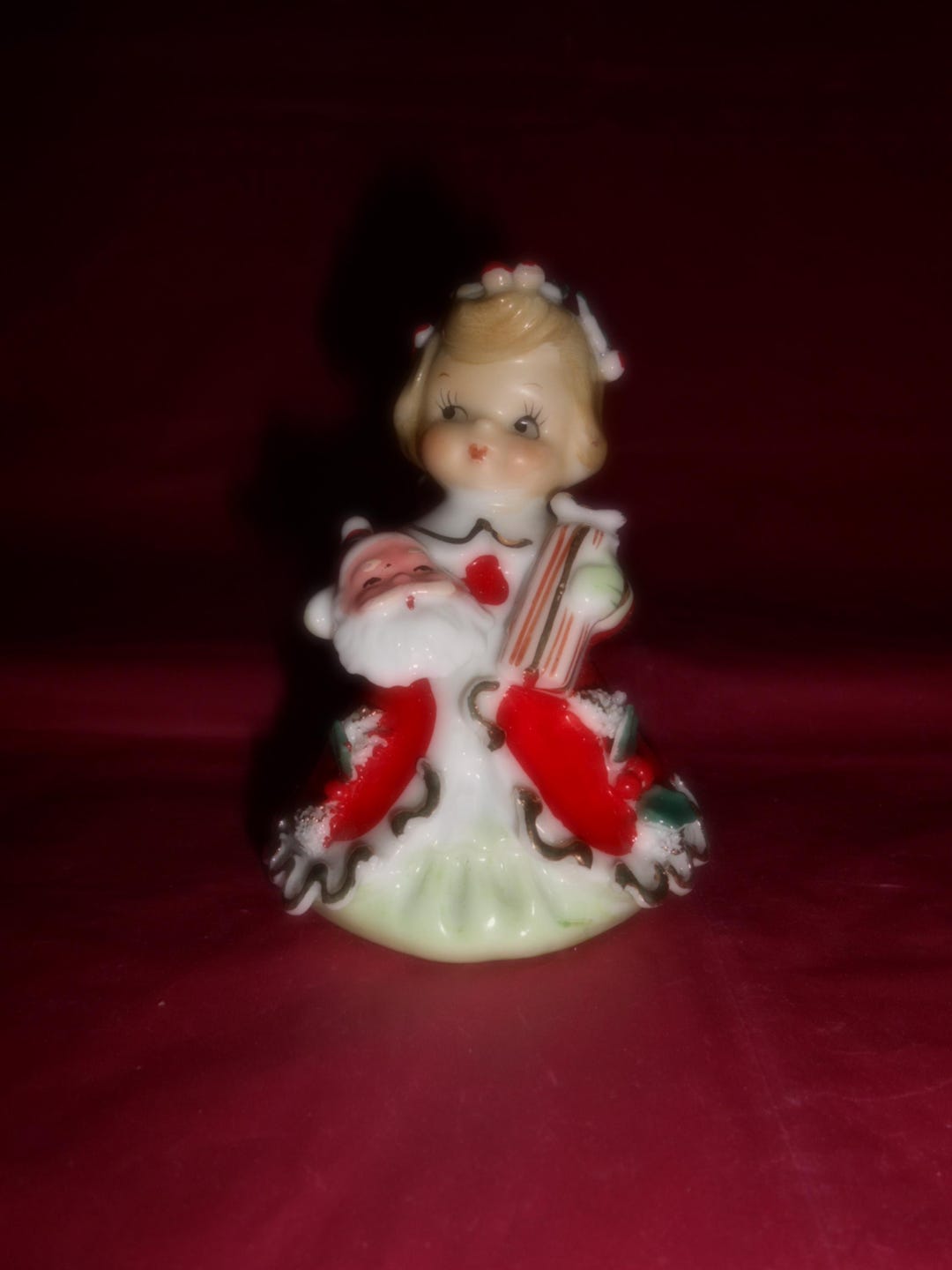 HTF Vintage Lefton Christmas Angel Bell W/santa Face & Present - Etsy