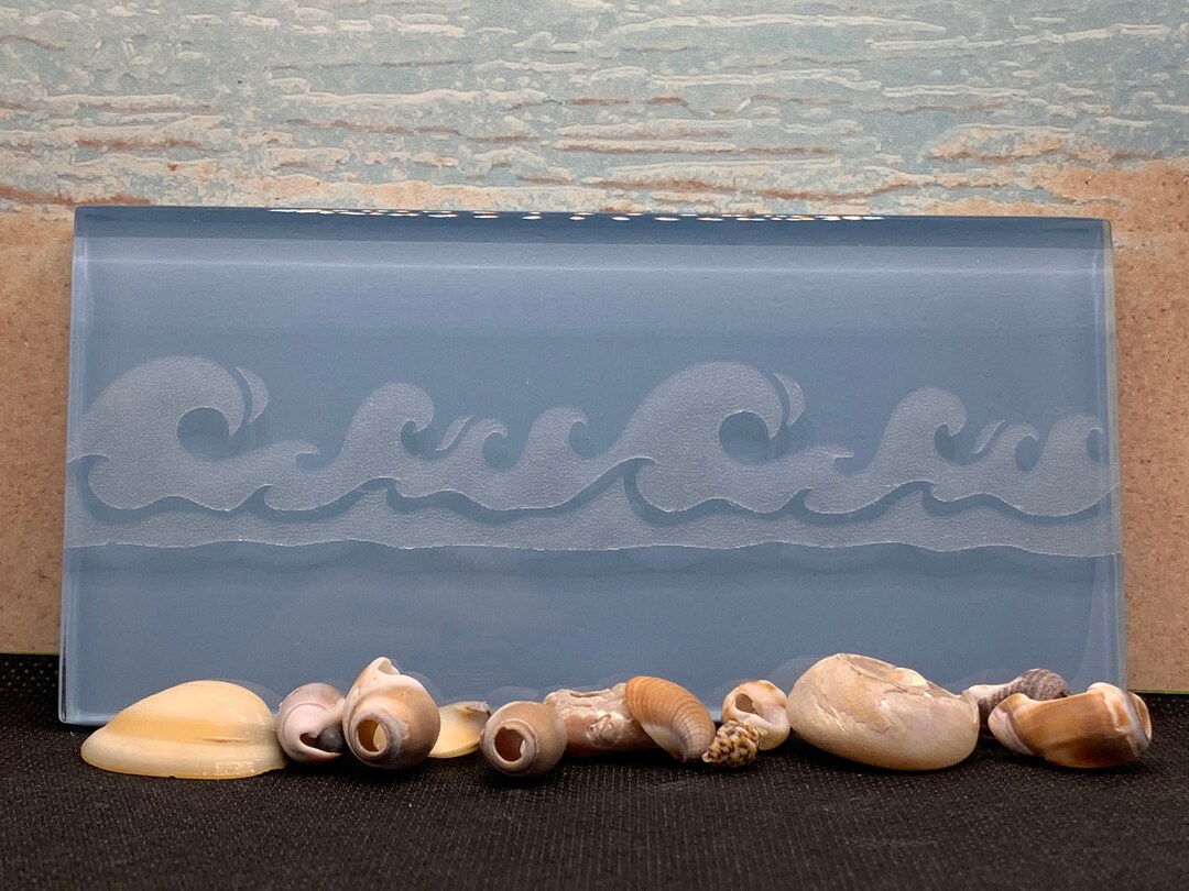 Glass Subway Tile With Etched Wave - Etsy