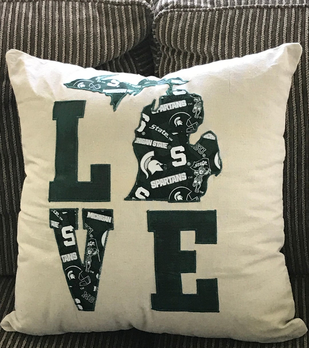 18" Square Michigan State LOVE Themed Michigan Logo Pillow Cover - Etsy