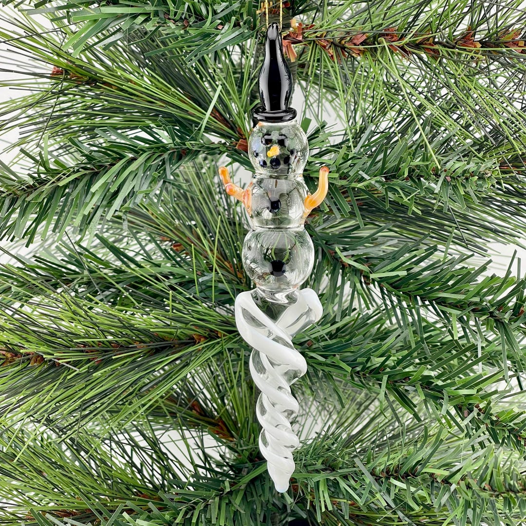 Snowman White Glass Icicle Christmas Ornament 3 - Etsy UK