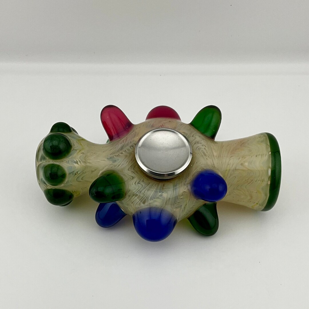 Glass Fidget Spinner Pipe Silver Fumed Tobacco Pipe With Pelican ...