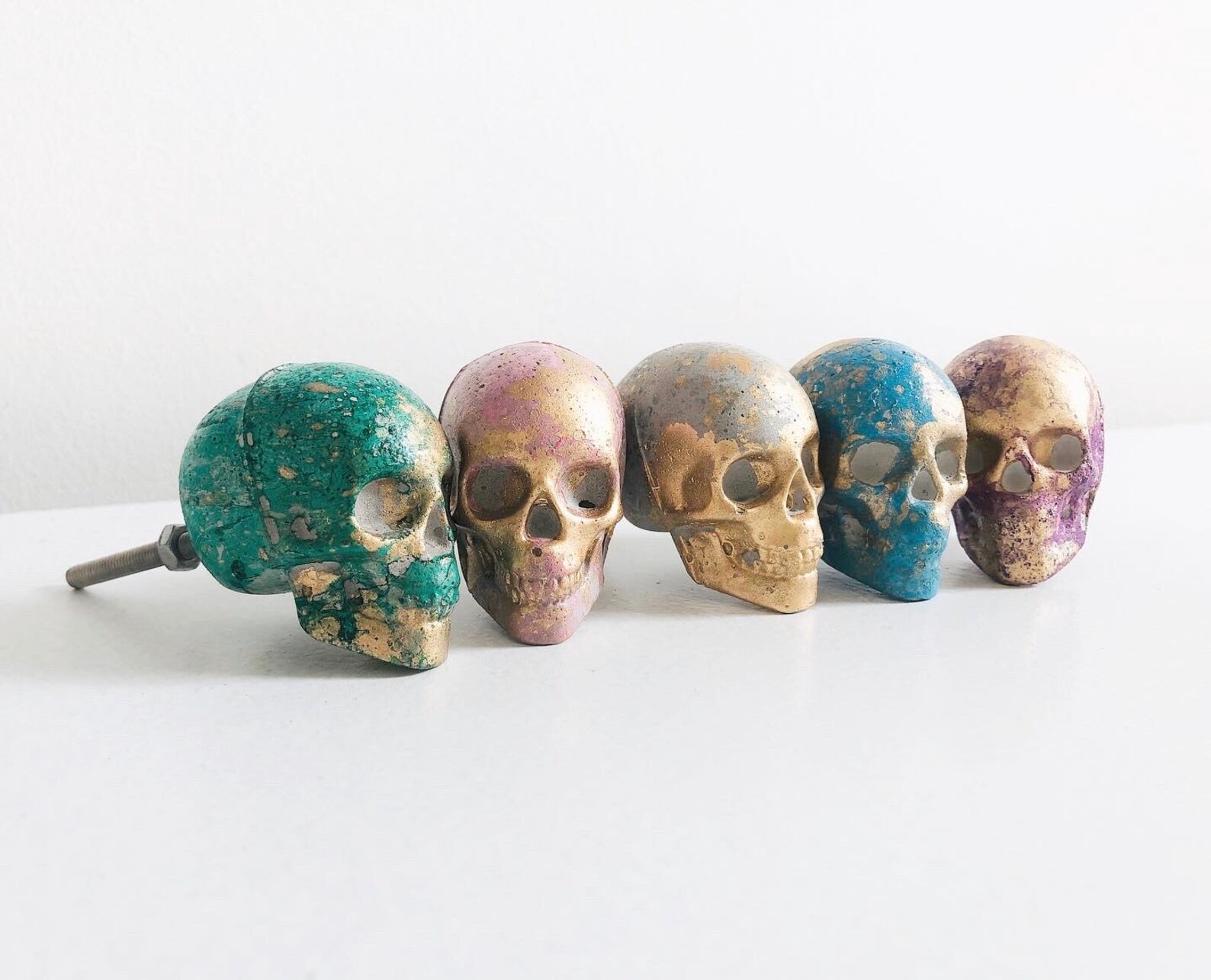 Concrete Skull Furniture Knob / Drawer Pull Hydro Dipping | Etsy