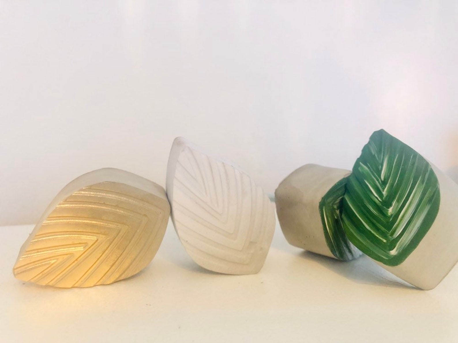 Leaf Shaped Concrete Drawer Knob/pull Painted. | Etsy