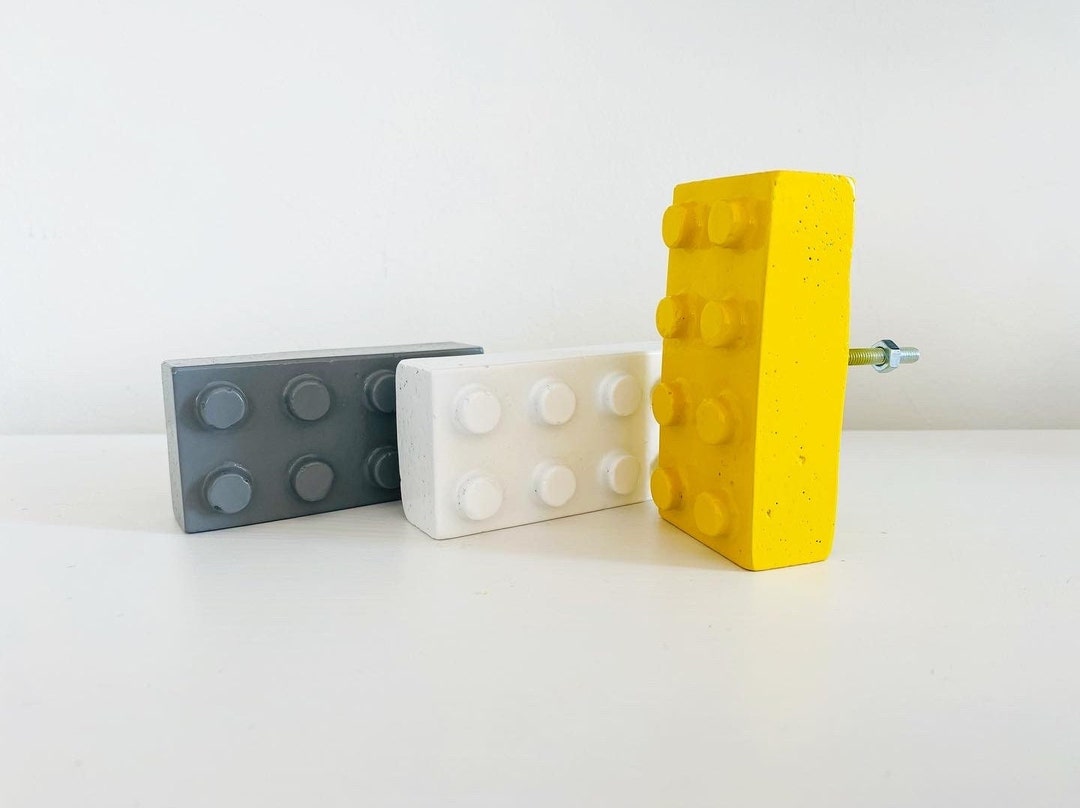 Concrete Lego Building Brick Drawer Knobs / Pulls. Painted Any Way. - Etsy