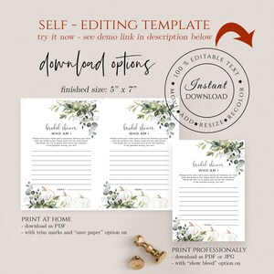 Who Am I Bridal Shower Game, Greenery Pumpkin, Memory With the Bride ...