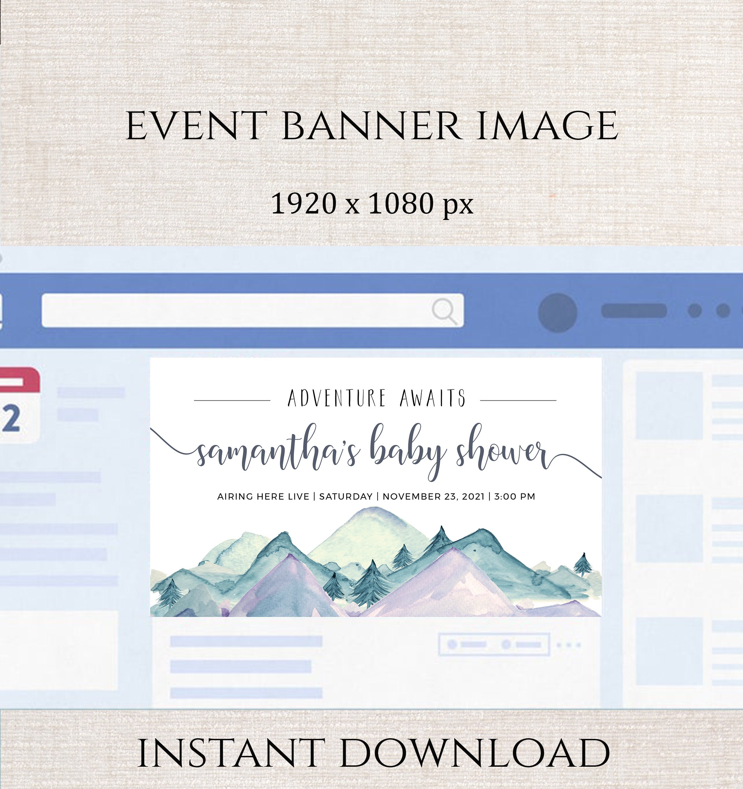 Editable Facebook Banner Virtual Event Cover Virtual Baby | Etsy