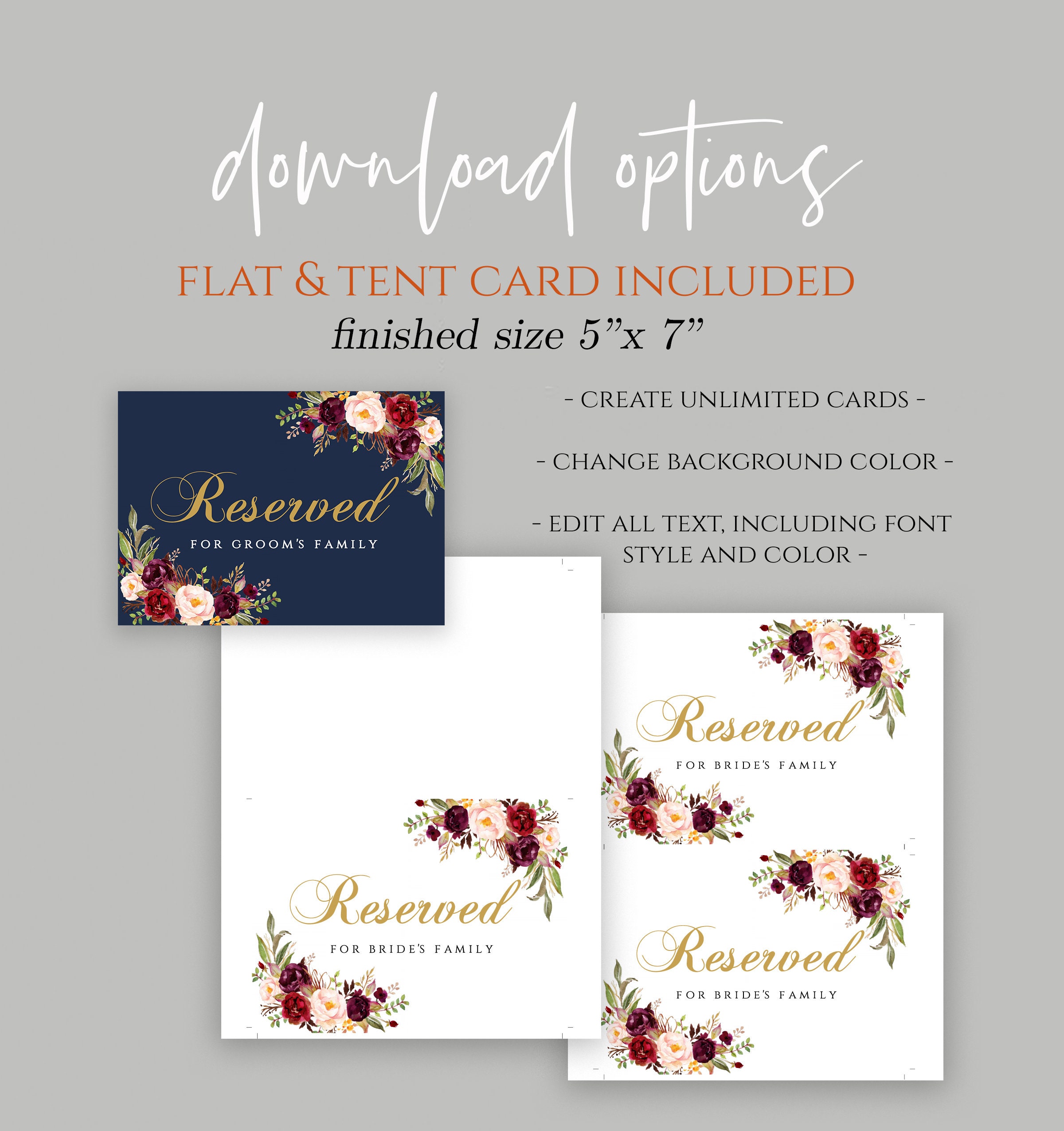 Reserved Table Sign Printable Reserved Sign Wedding Chair - Etsy