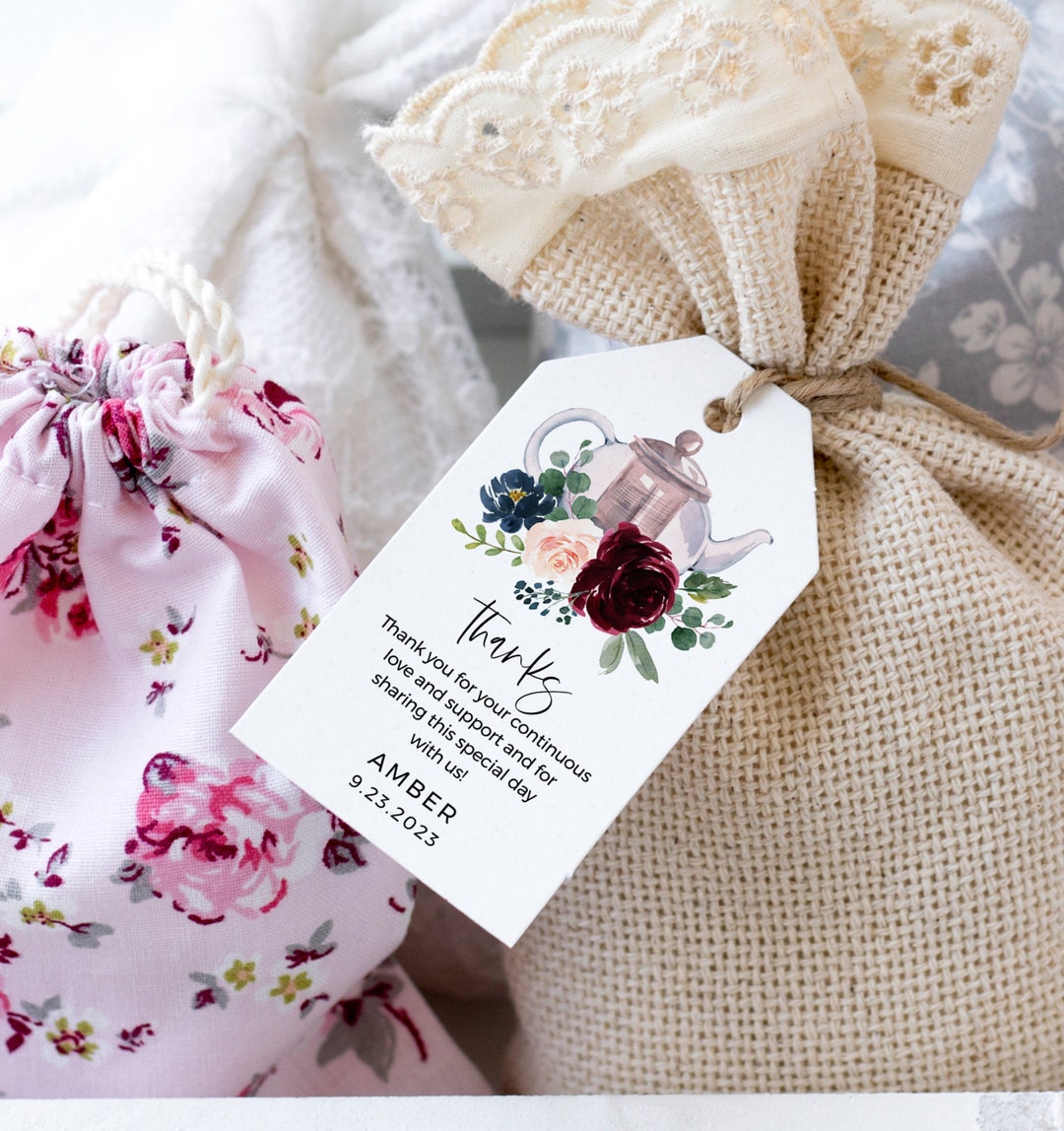 Tea Party Favor Tag Template, Thank You Tag, Tea Bridal Shower Tag ...