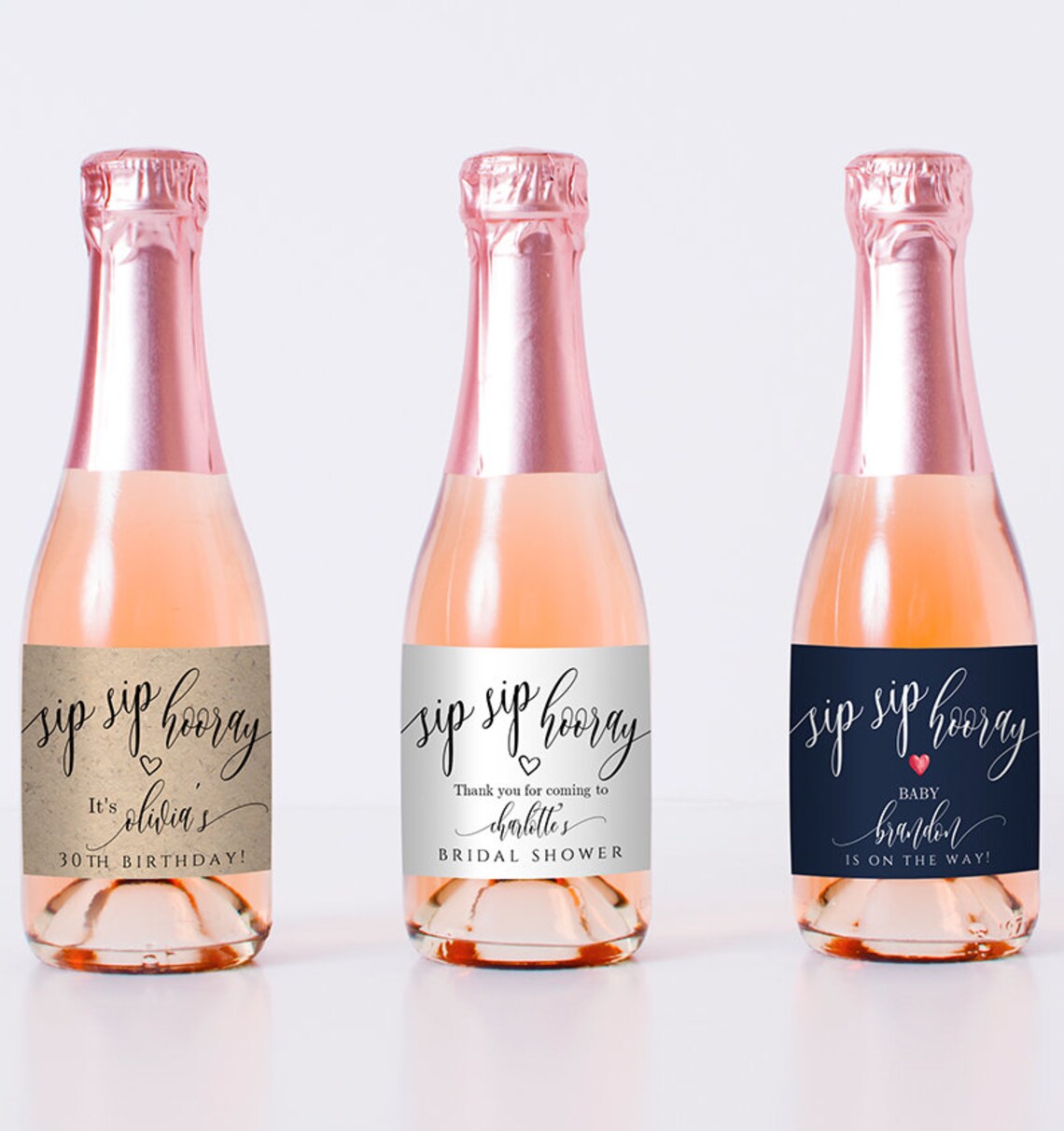 Sip Sip Hooray Mini Champagne Bottle Labels Custom Wine | Etsy