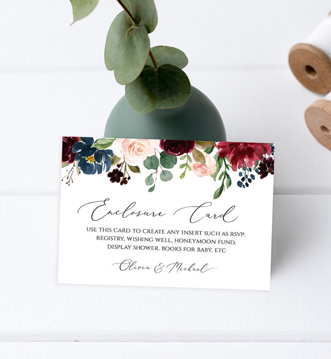 Burgundy Insert Cart Printable, Editable for Wishing Well, Book Request ...