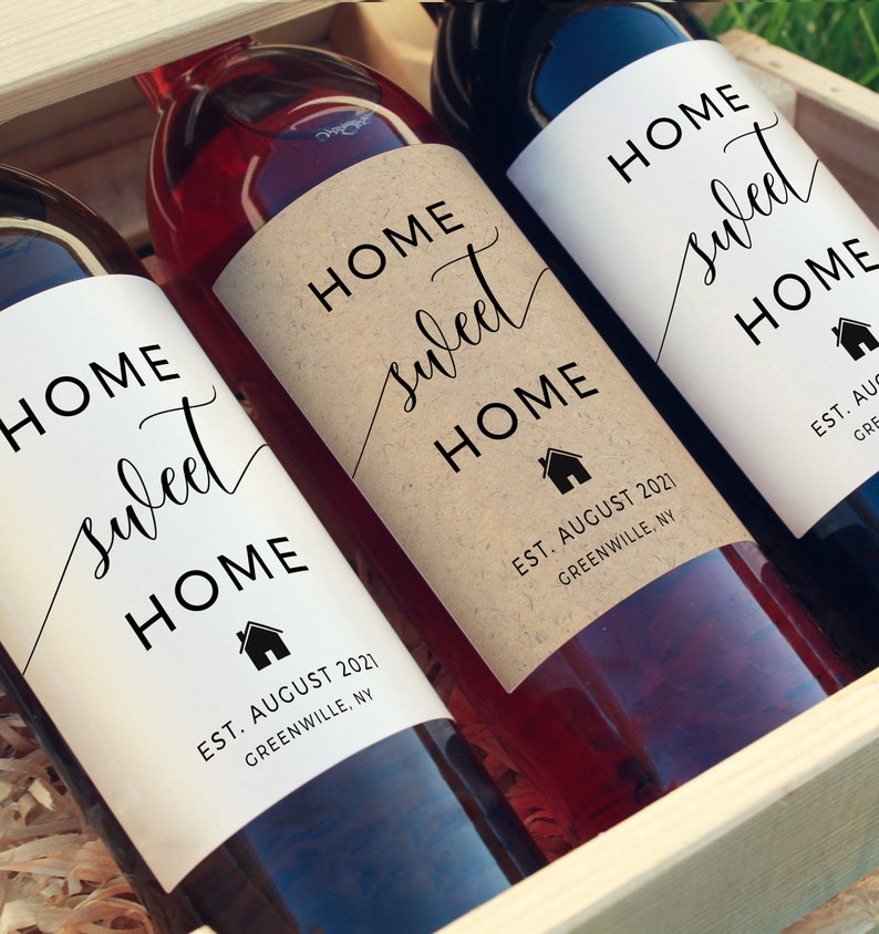 Home Sweet Home Wine Label Template Housewarming Gift | Etsy