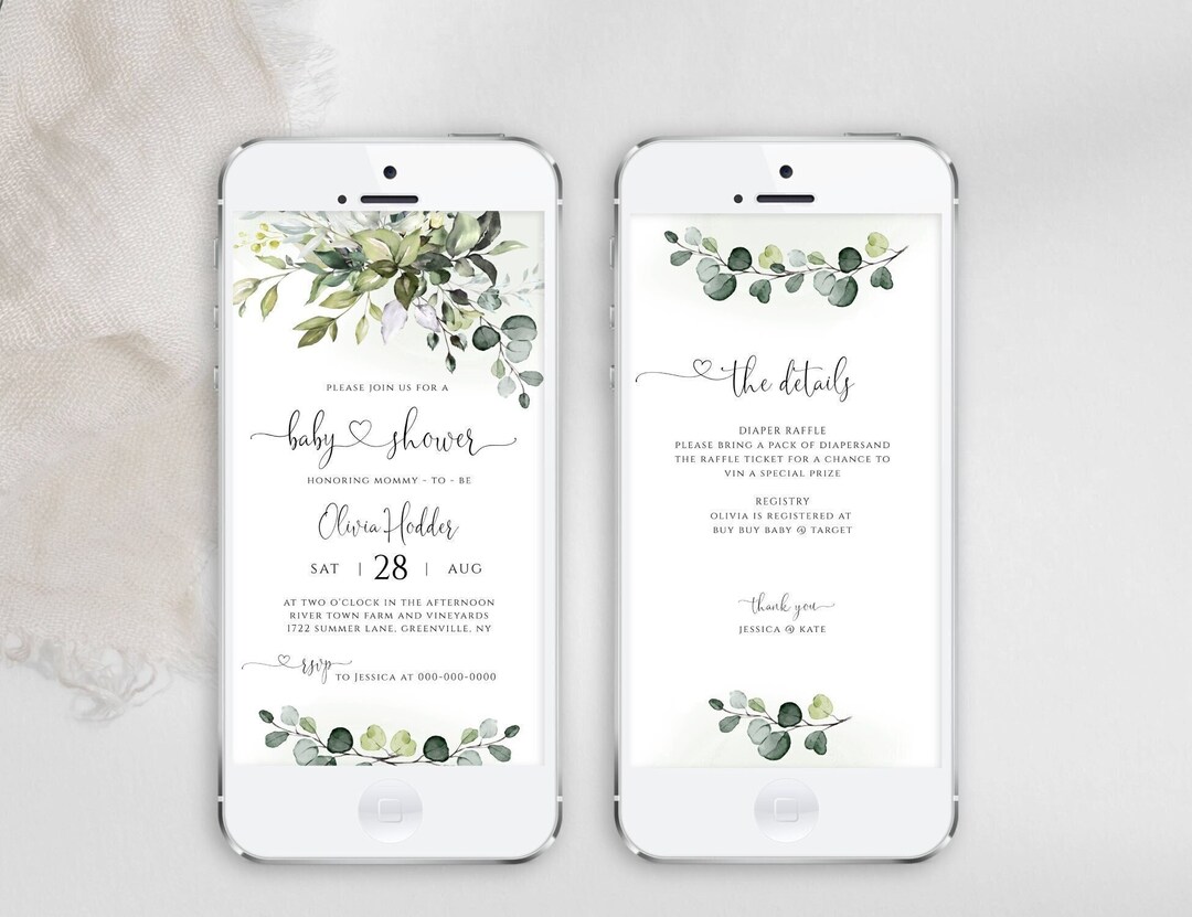 Baby Shower Electronic Invite, Online Invitation Template, Eco-friendly ...