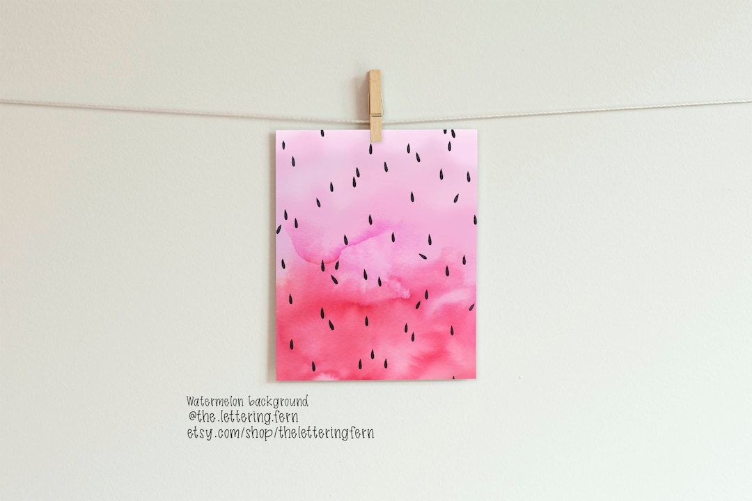 Watermelon | Watercolor Texture Background Handmade Jpeg or File: Pink ...
