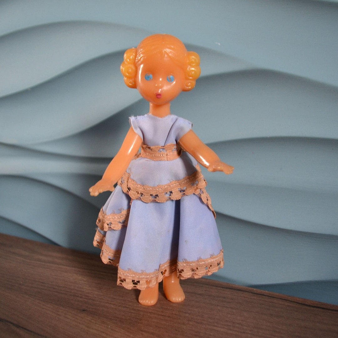 Vintage Soviet Doll in Dress Small Plastic Toy Retro Doll Vintage Girl ...