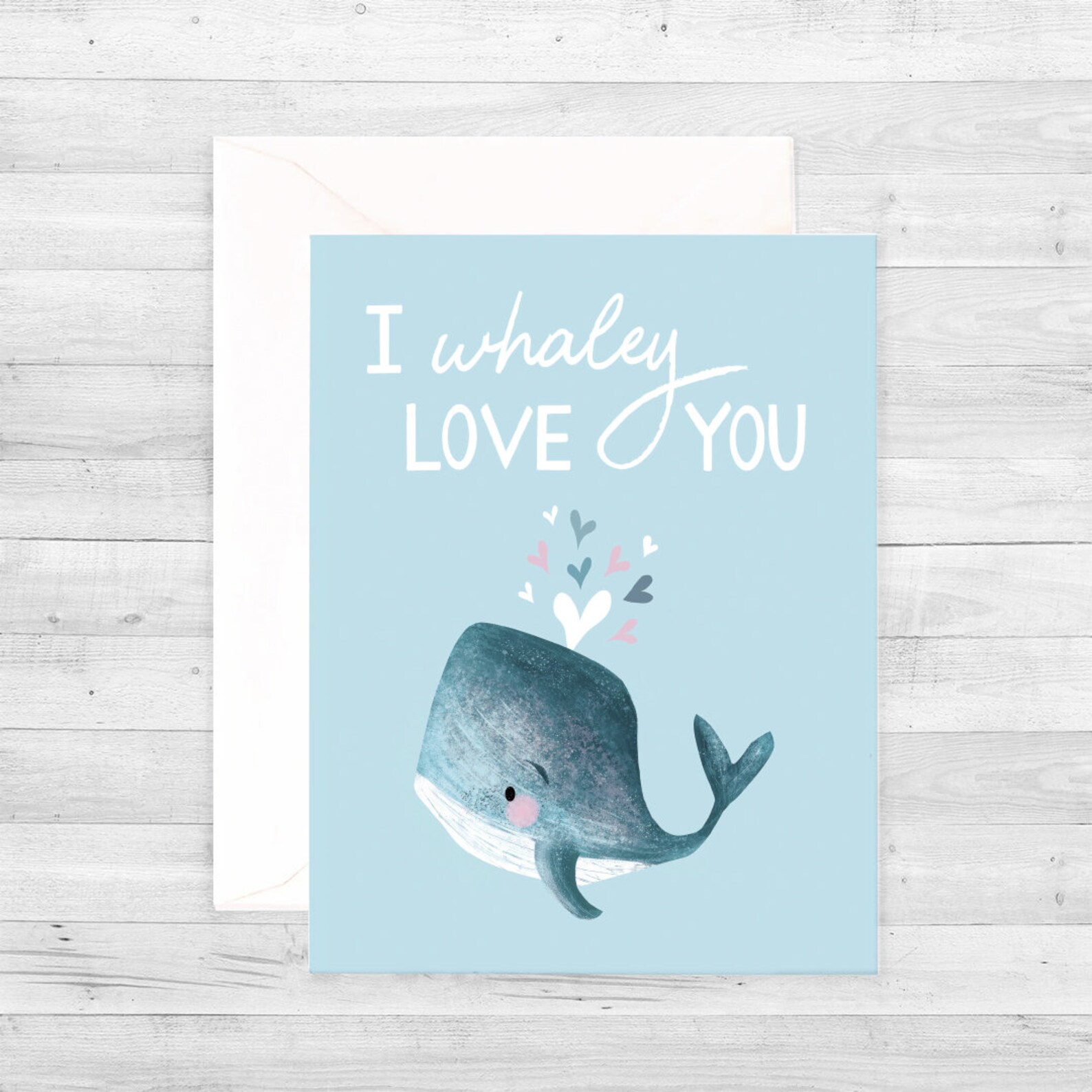Valentine's Day Card | Whale Valentine Card | Animal Pun Illustration ...