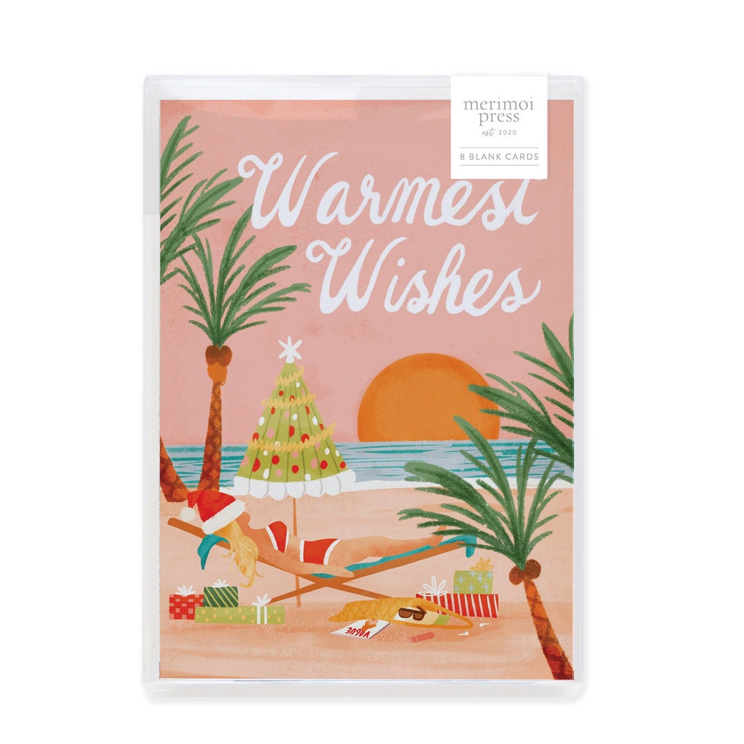 8 Pack Beach Holiday Cards | Beach Christmas | Sunset Christmas ...