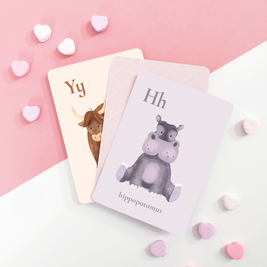 Kids Valentine’s Day Gift, A-Z Animal Alphabet Flashcards, Illustrated ...