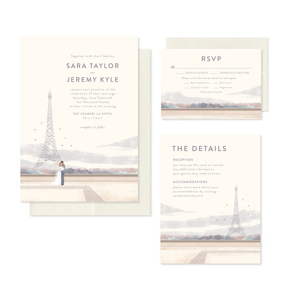 Paris Wedding Invitationscity Wedding Invitationscustom - Etsy