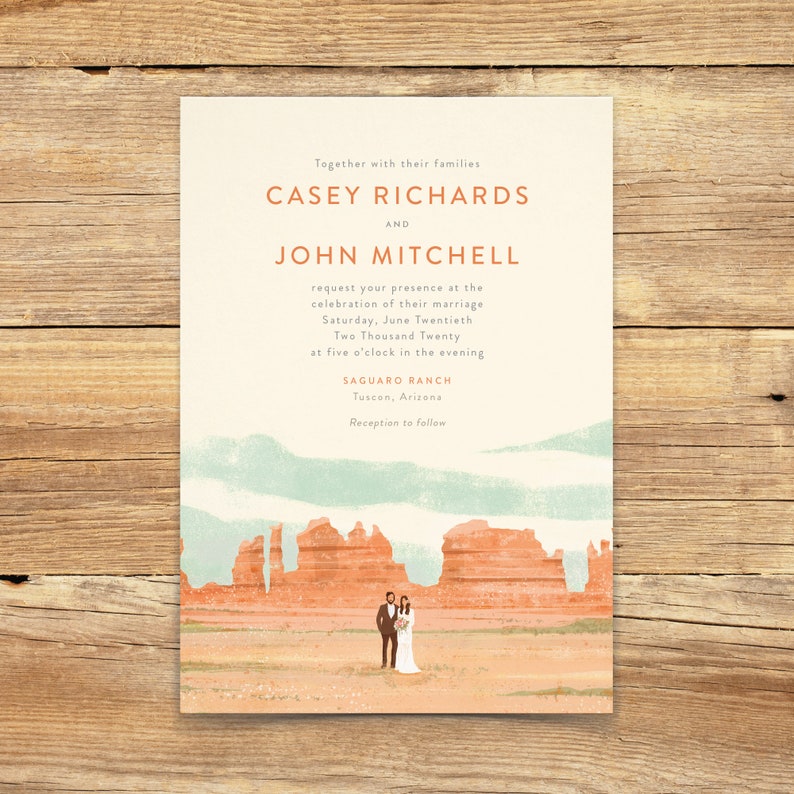 Desert Wedding Invitations,custom Illustrated Wedding Invitations ...