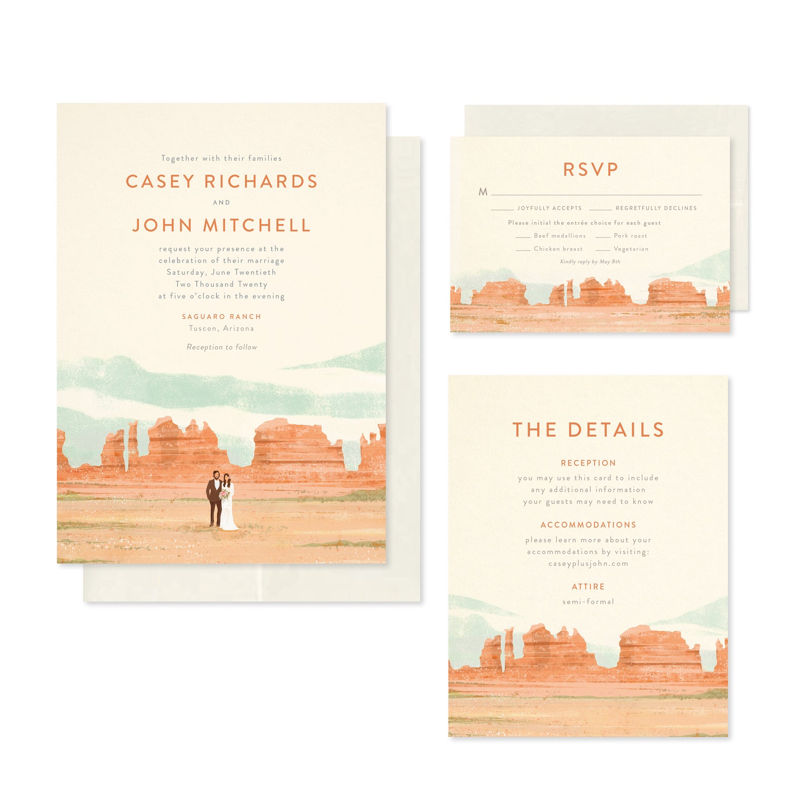 Desert Wedding Invitations,custom Illustrated Wedding Invitations ...