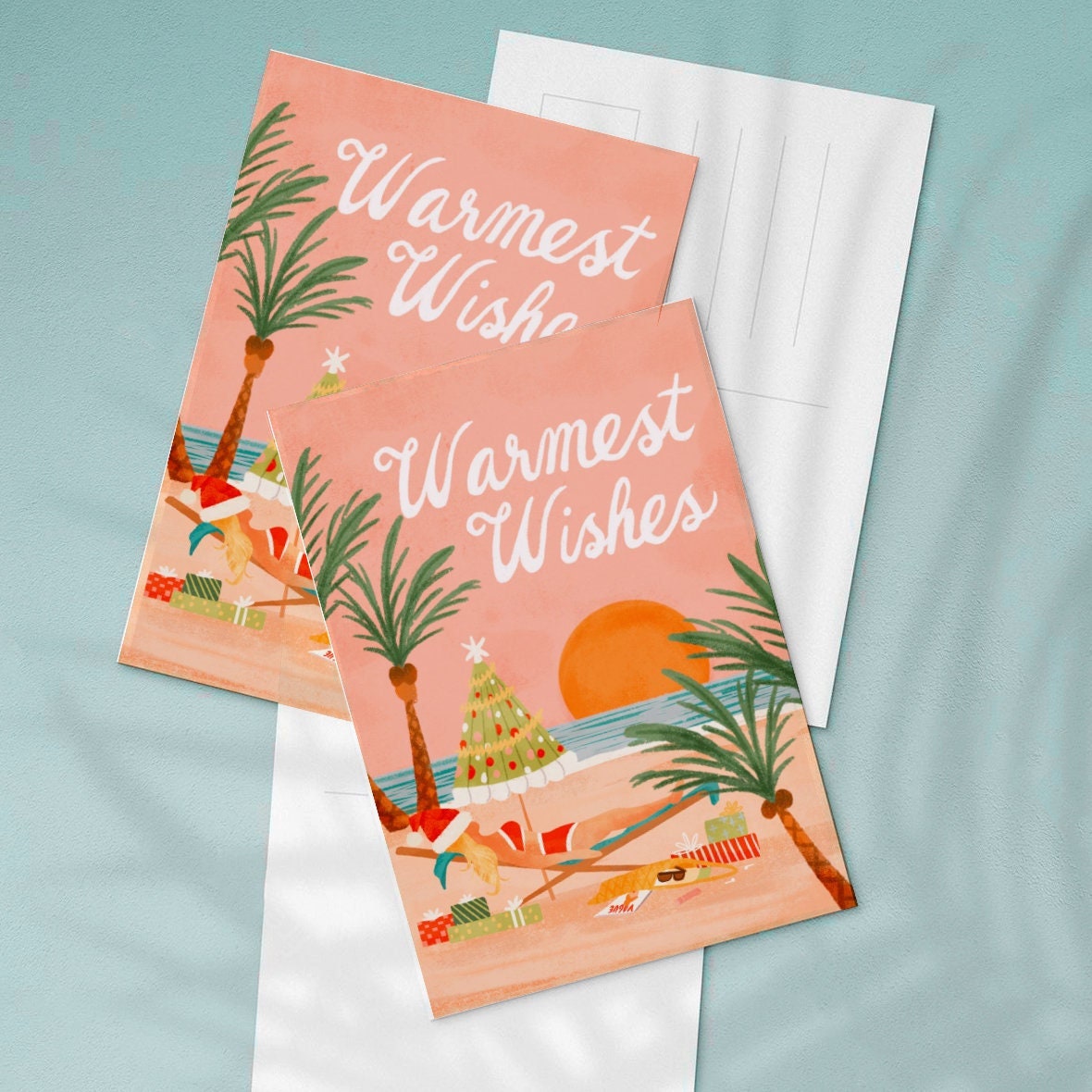 Beach Santa Holiday Card Beach Christmas Postcard - Etsy