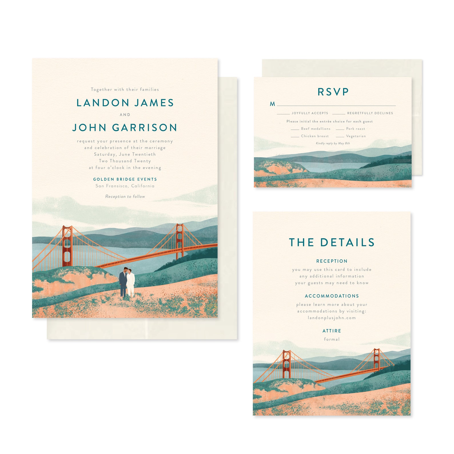 San Francisco Wedding Invitations,custom Illustrated Wedding ...