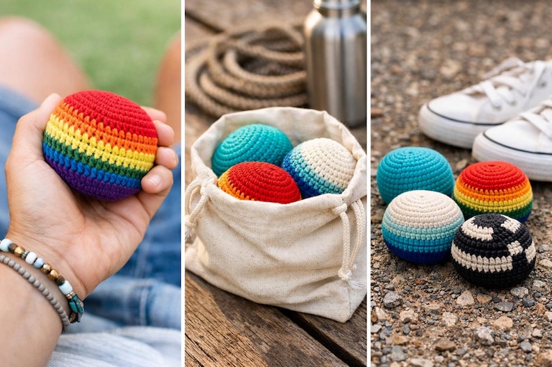 Hacky Sack Crochet Pattern PDF – Easy Beginner Footbag Pattern, Crochet ...
