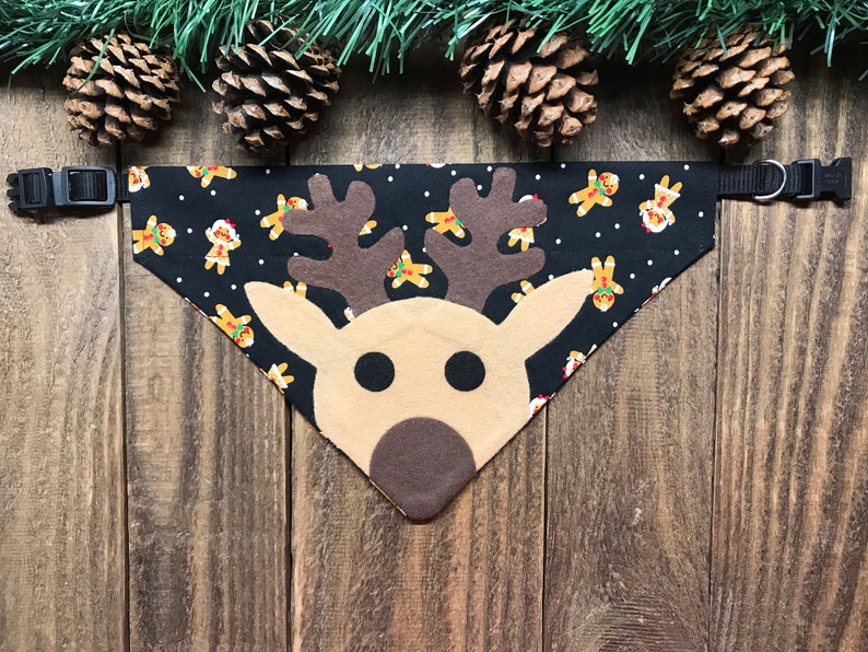 Christmas Reindeer Over The Collar Dog Bandana Christmas Pet | Etsy