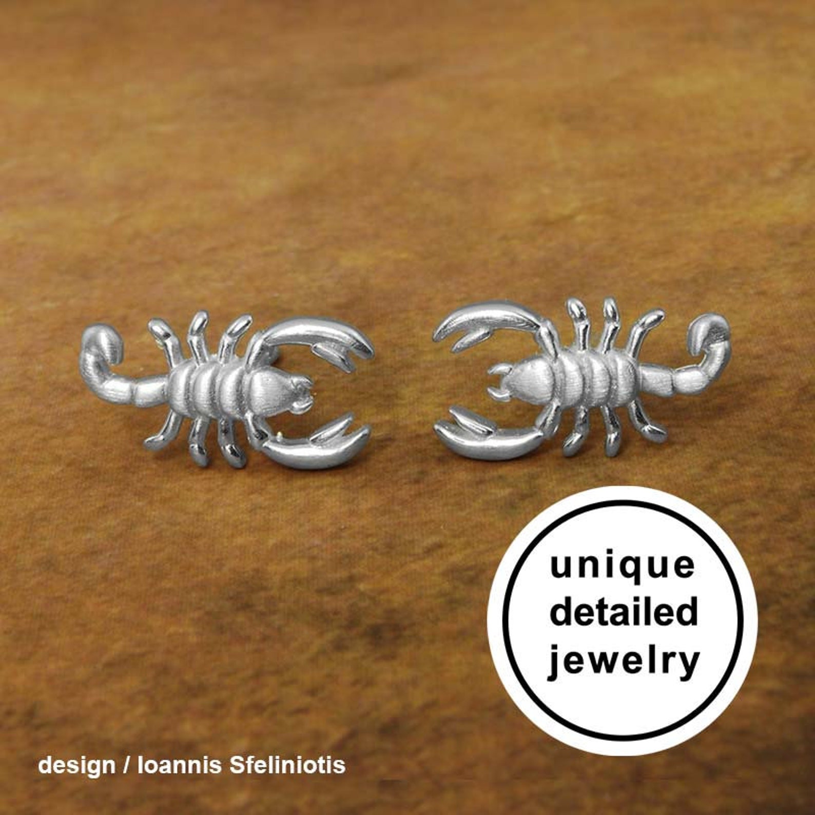 Scorpion Stud Earrings Sterling Silver Scorpio Earrings | Etsy