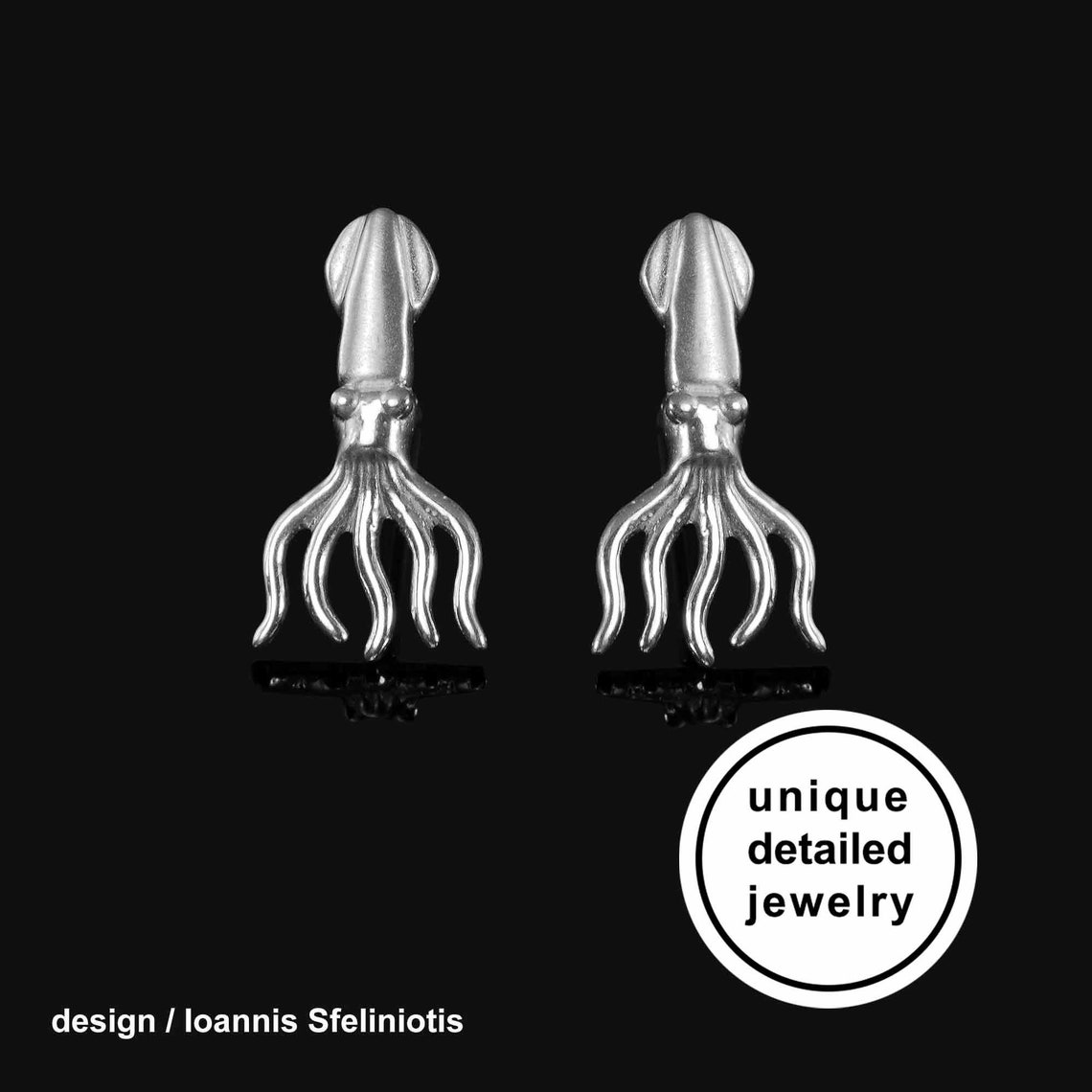 Squid Earrings Sterling Silver Squid Ocean Sea Animal | Etsy